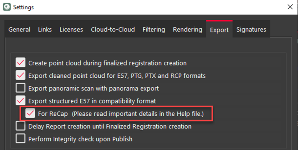 2023 Creation of E57 files for ReCap