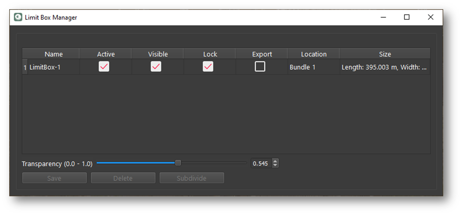 Modify the transparency of Limit Boxes