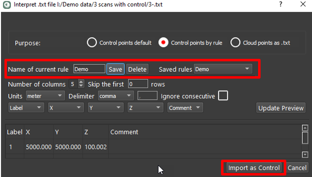 Import as Control with User-Specified Import Formatting