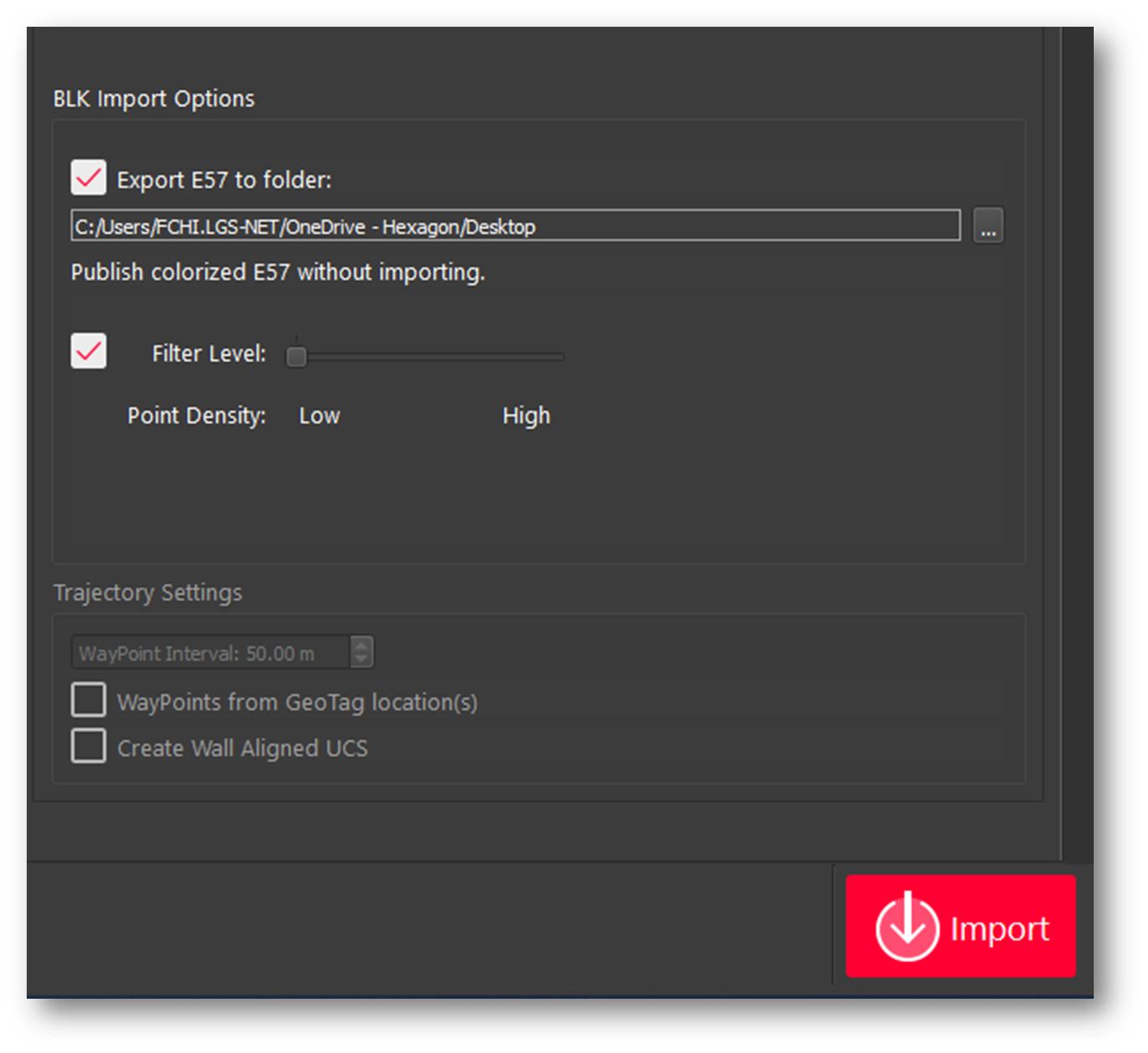 Importing B2G and Exporting to E57