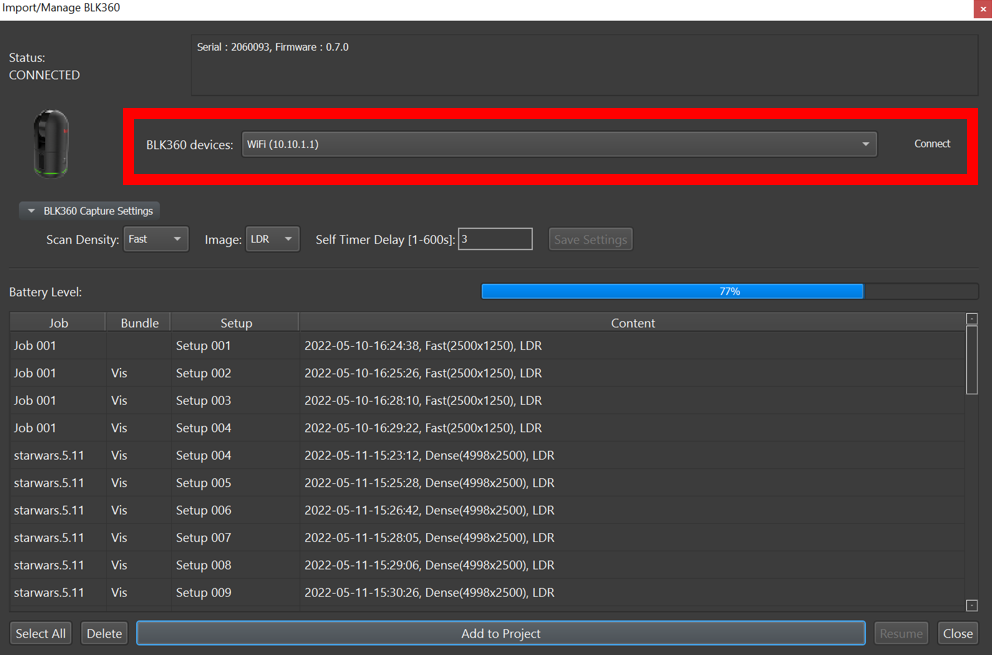 Import Directly from BLK360