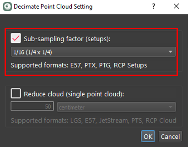 Option to Decimate Point Clouds upon Export