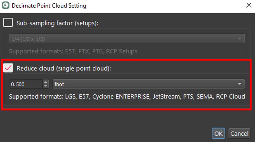 Option to Decimate Point Clouds upon Export