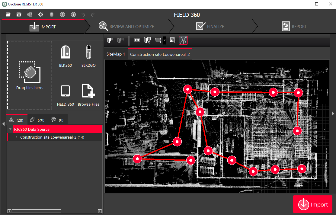 Add Cyclone FIELD 360 Type Links in the Import Area