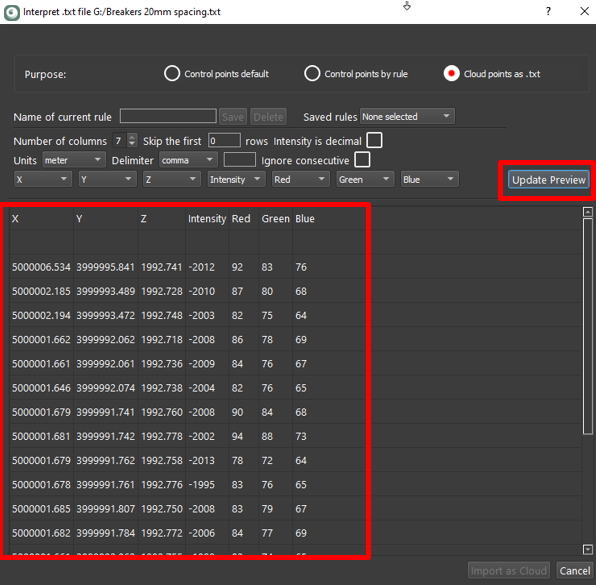 Import Point Cloud as .txt